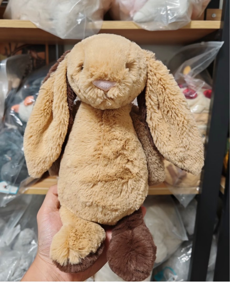 Authentic Jellycat Bashful Patchwork Brown Bunny, Hobbies & Toys, Toys ...