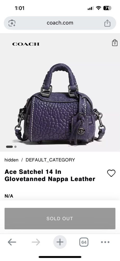 Coach Boutique Mini Ace Satchel 14 In Glovetanned Nappa Leather Navy ...