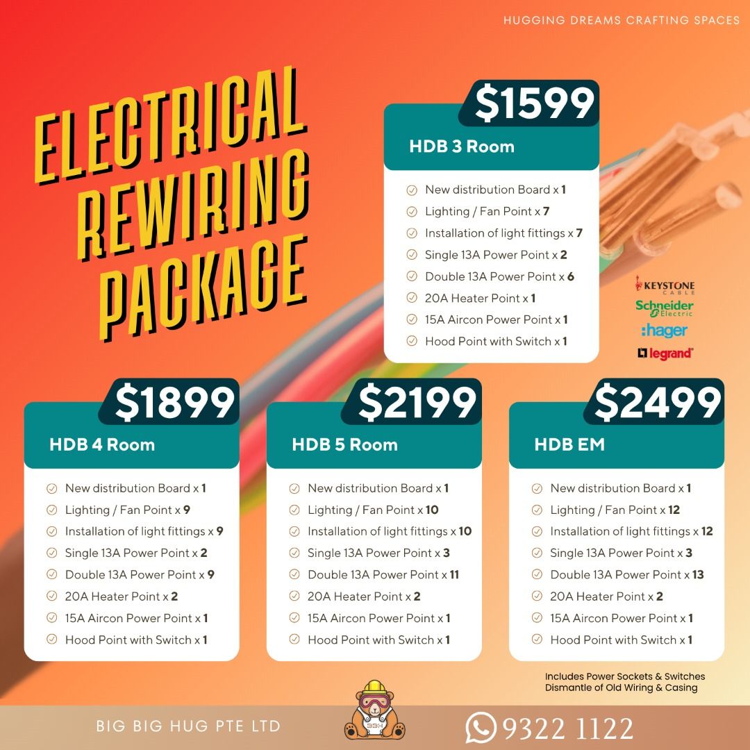 Electrician Rewiring Package Electrical Services HDB Direct Contractor ...