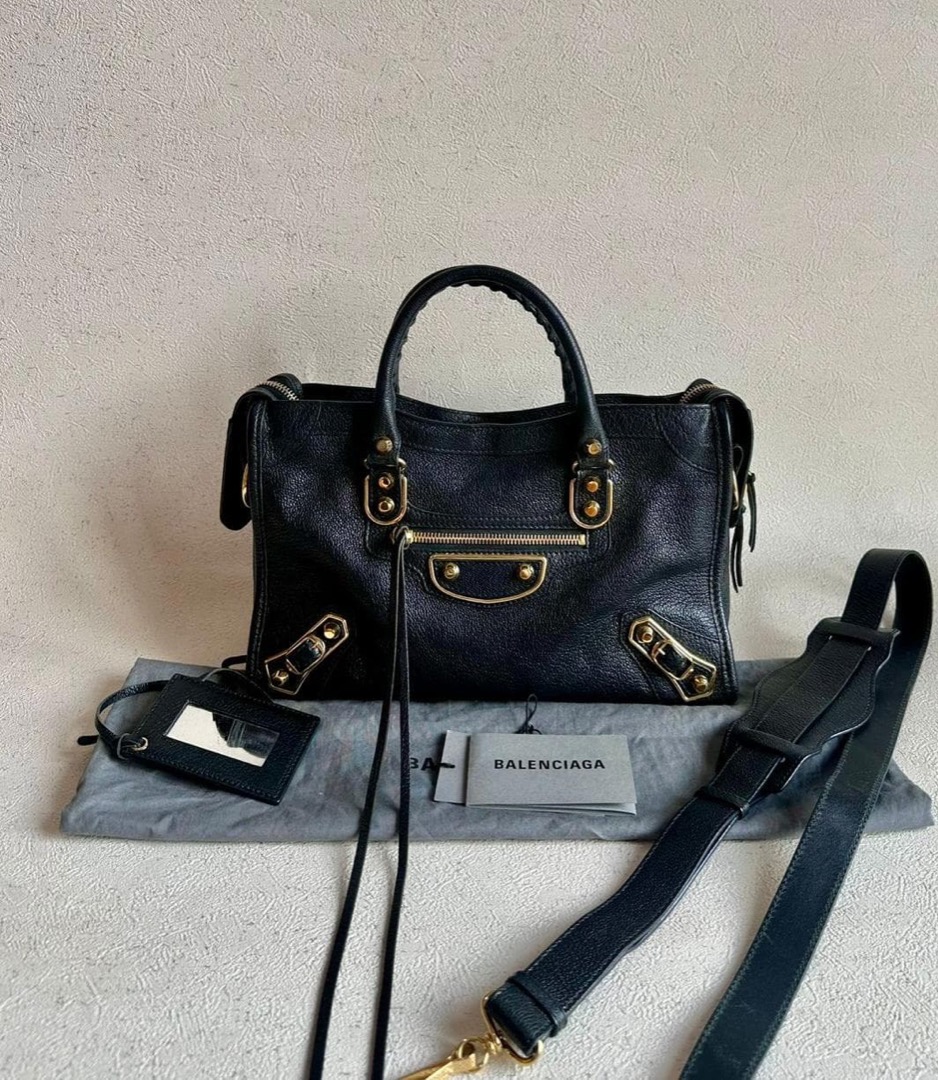 Excellent Balenciaga small city black ghw 2019 With db strap mirror ...