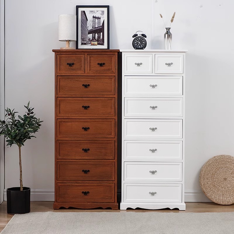 Free installation bedside table solid wood drawer cabinet drawer five ...