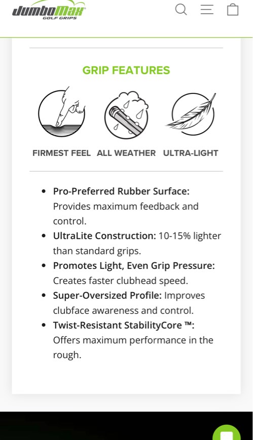 Jumbomax JMX zenlite Golf grip, Sports Equipment, Sports & Games, Golf ...