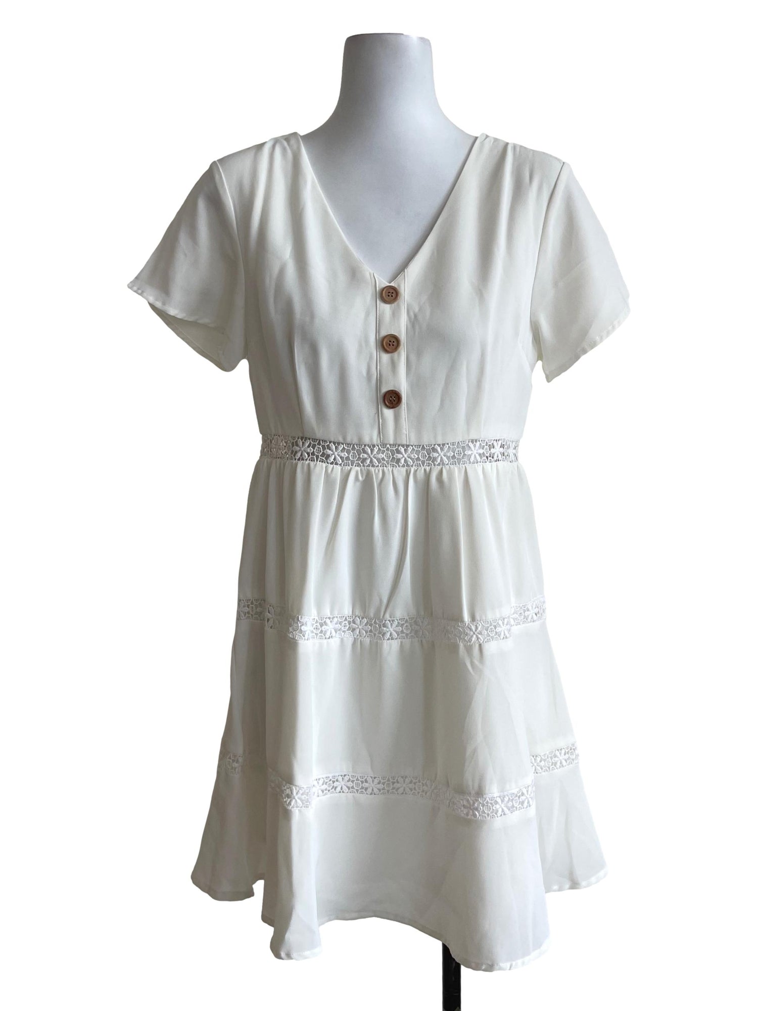 Lovet Off White Tier Dress With Lacey Seam, Women's Fashion, Dresses ...