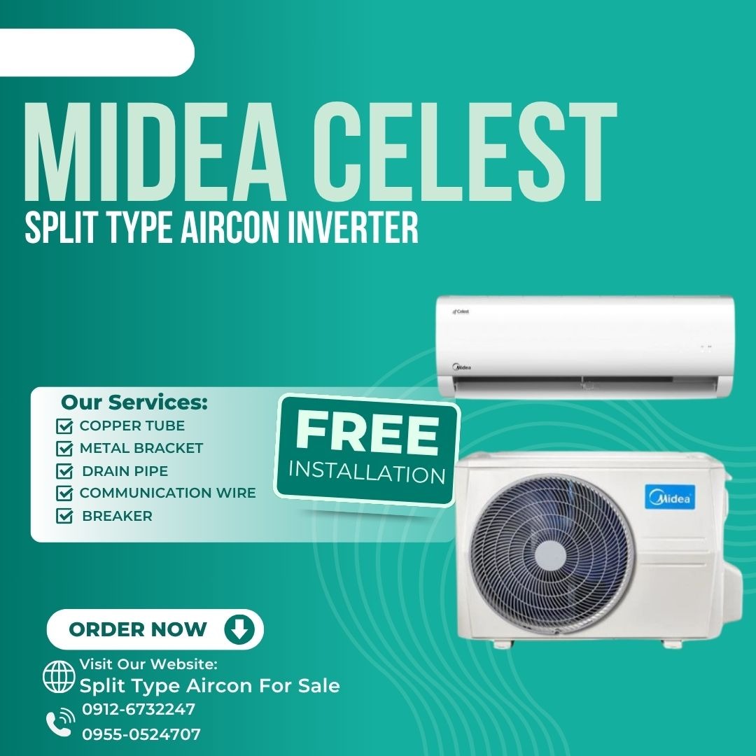 MIDEA CELEST INVERTER SPLIT TYPE AIRCON FREE INSTALLATION, TV & Home Appliances, Air ...