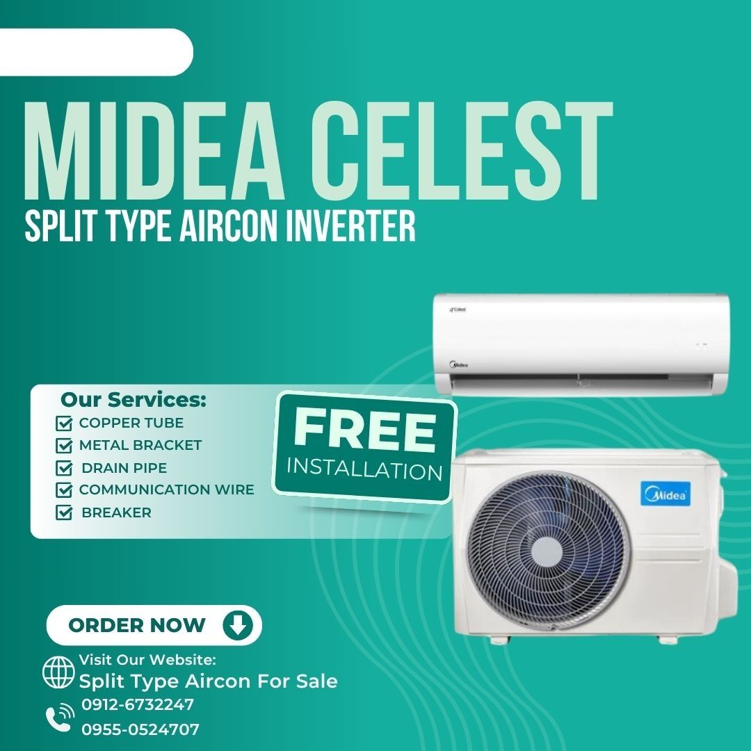 MIDEA CELEST INVERTER SPLIT TYPE AIRCON FREE INSTALLATION, TV & Home ...