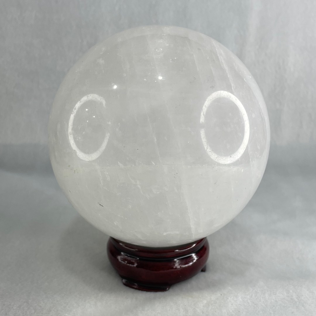 Natural Milky White Quartz Crystal Sphere Ball with Wooden Stand 1,706 ...