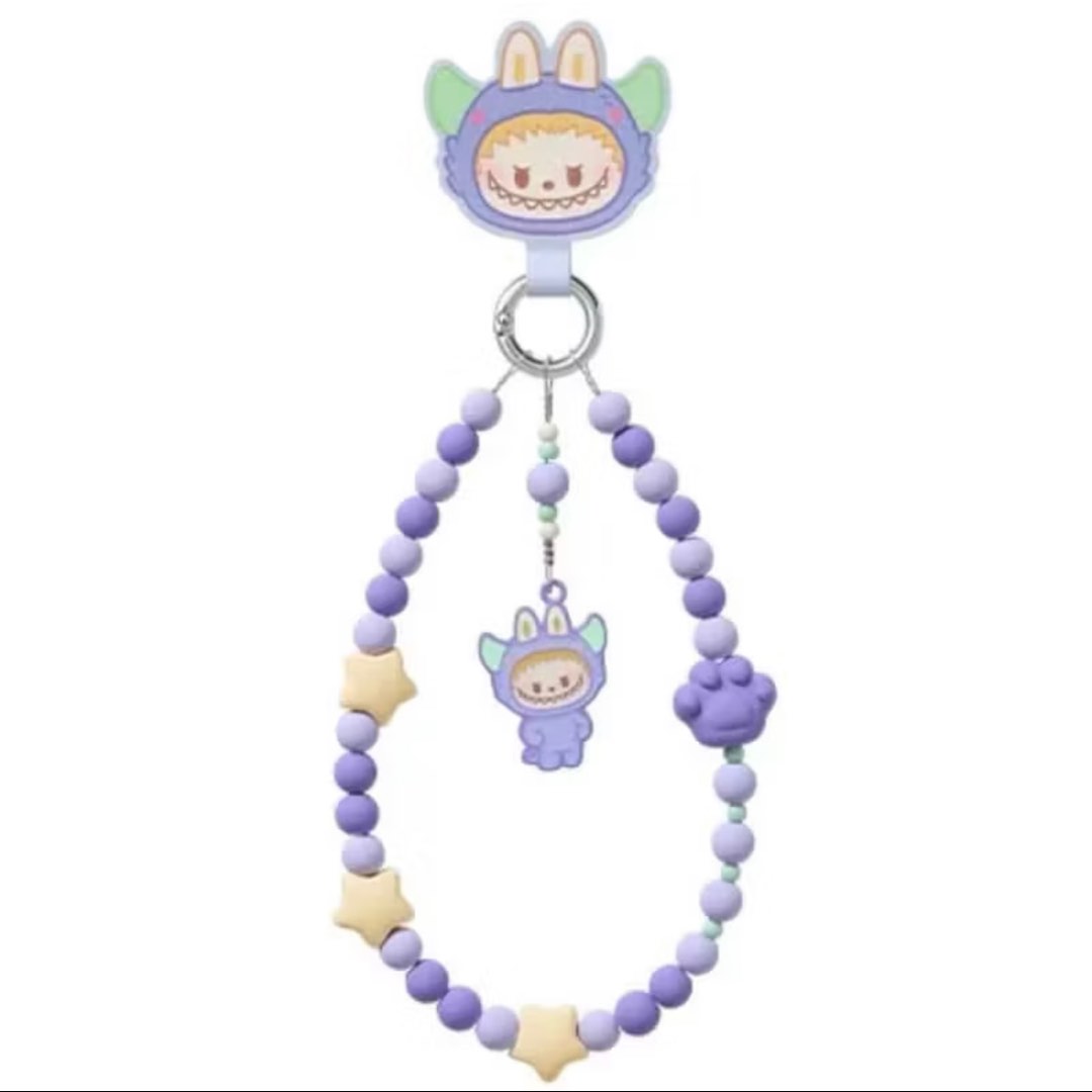 Pajama party series mobile phone chain - labubu mini monster, Telepon ...