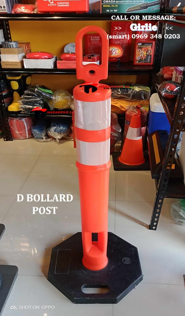 PVC BOLLARDT WITH BLACK RUBBER BASE D-BOLLARD POST, Commercial ...