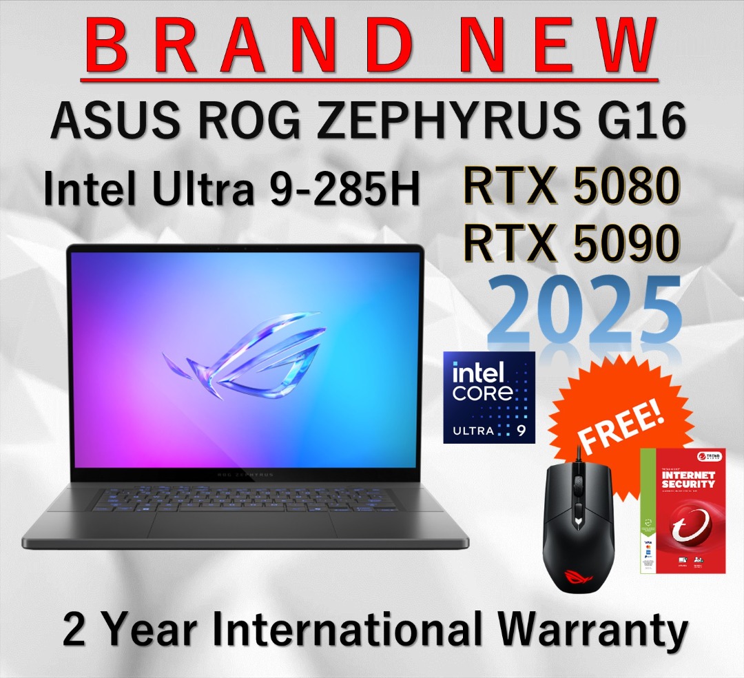 2025 ASUS ROG ZEPHYRUS G16 ( Intel Ultra 9-285H, RTX 5080 / RTX 5090 ...
