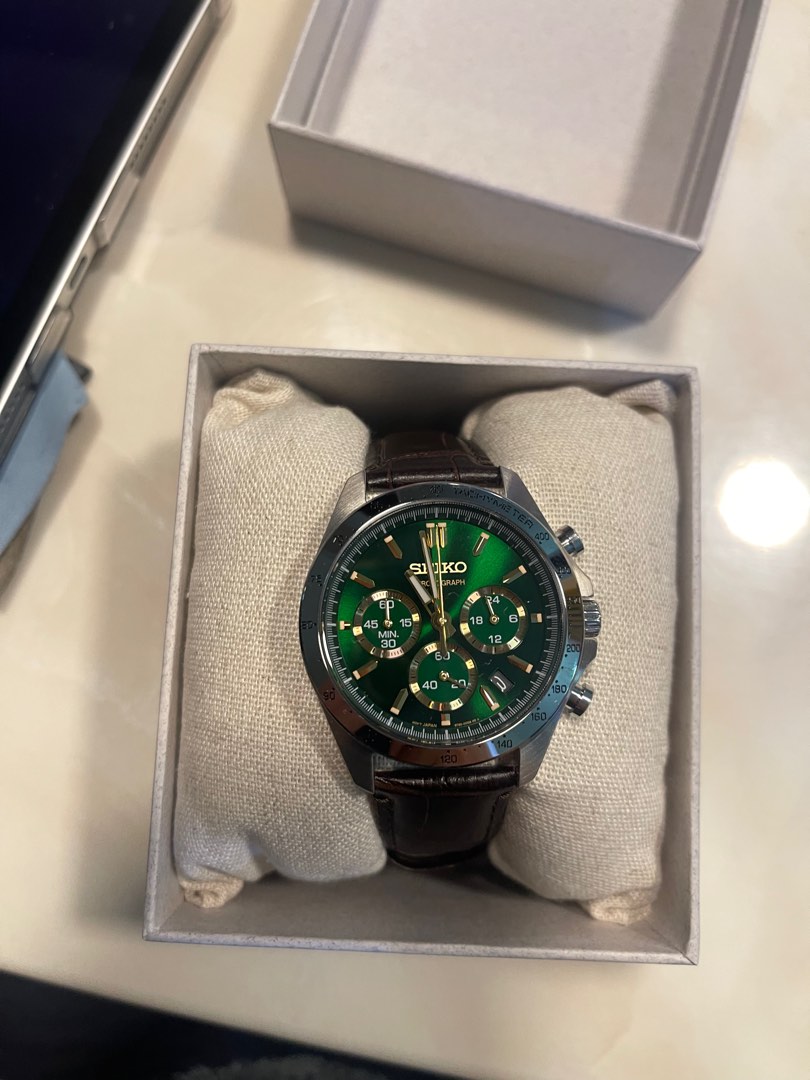 Seiko Spirit SBTR019 Green Dial Chronograph, Luxury, Watches on Carousell