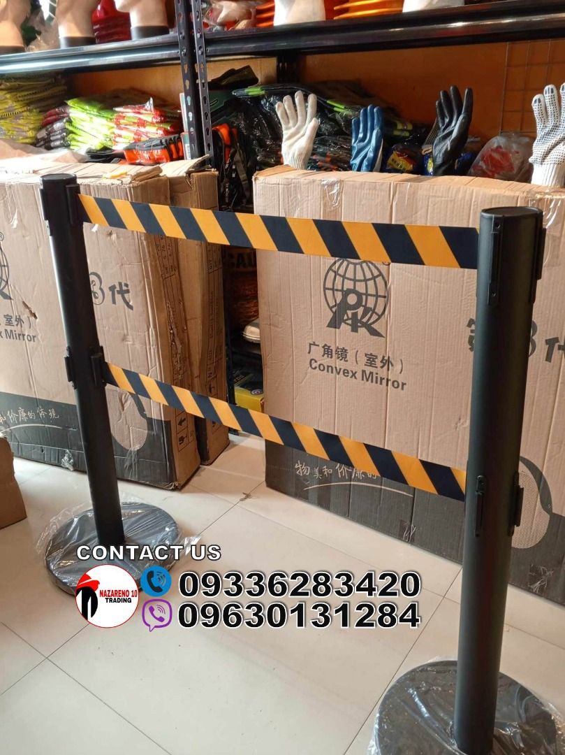 Stanchion Post With Double Belt Caution Tape Design, Commercial ...
