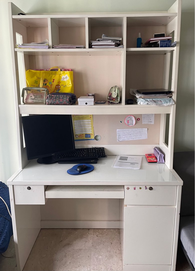 Study and computer Table with shelf and racks, Furniture & Home Living ...