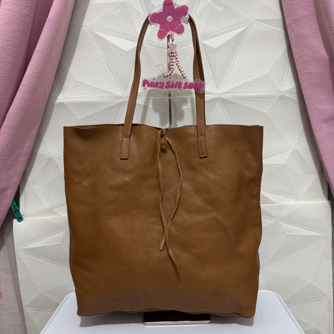 Tas tote bag kulit sapi asli. Tas tote bag kulit tunggal tebal ...