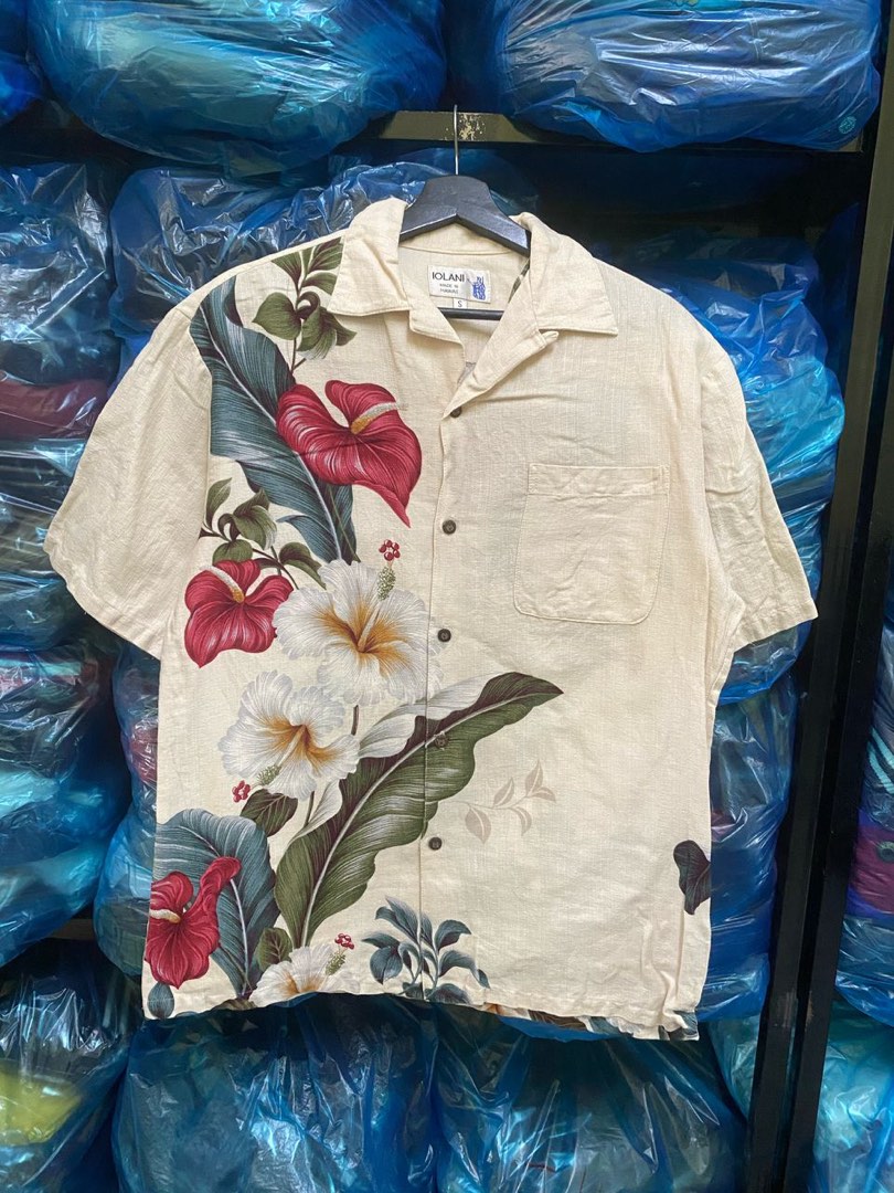 Vintage Iolani Made in Hawaii Floral Aloha Shirt 100% Cotton Short ...