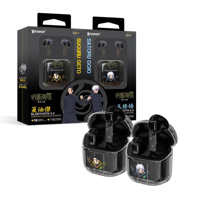 XPower x Jujutsu Kaisen Transparent True Wireless Bluetooth 5.3 Earbuds ...