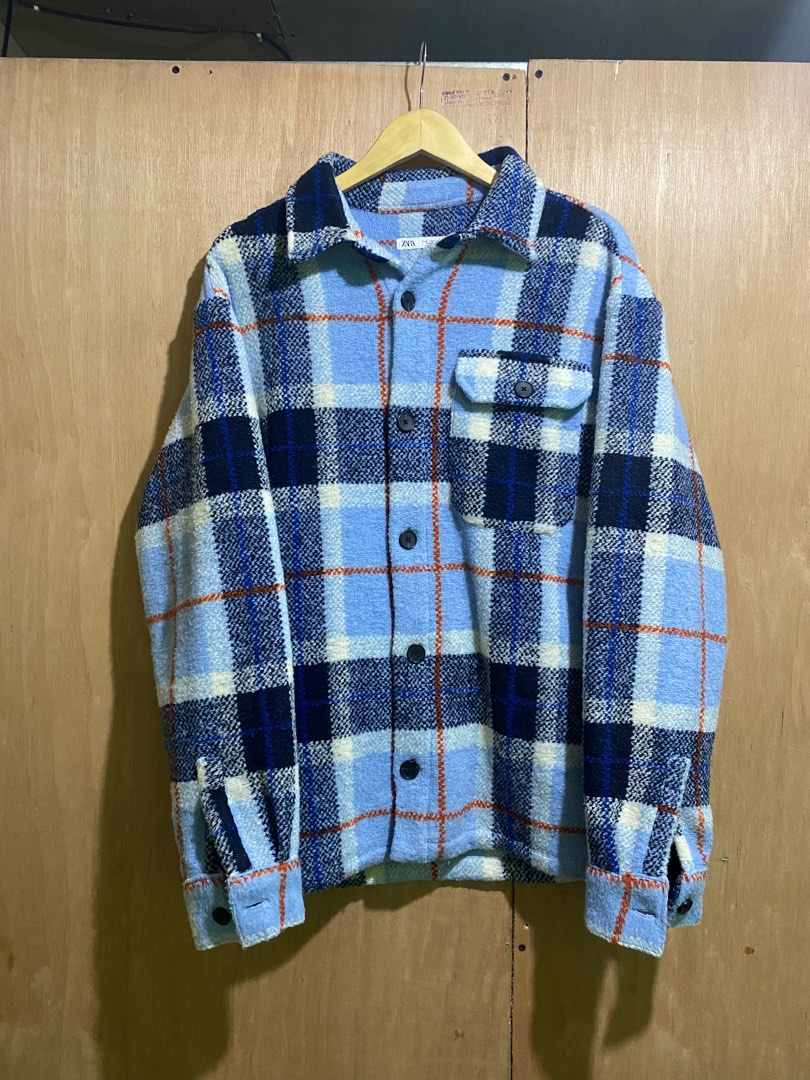 zara checkered overshirt, Men's Fashion, Coats, Jackets and Outerwear ...