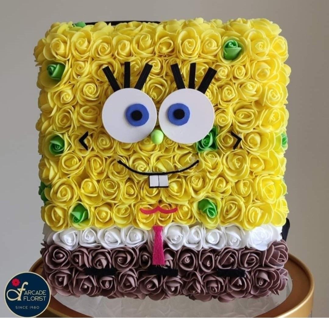27cm Handmade "Polyethylene Roses" SpongeBob | Rose Flower | Flower ...