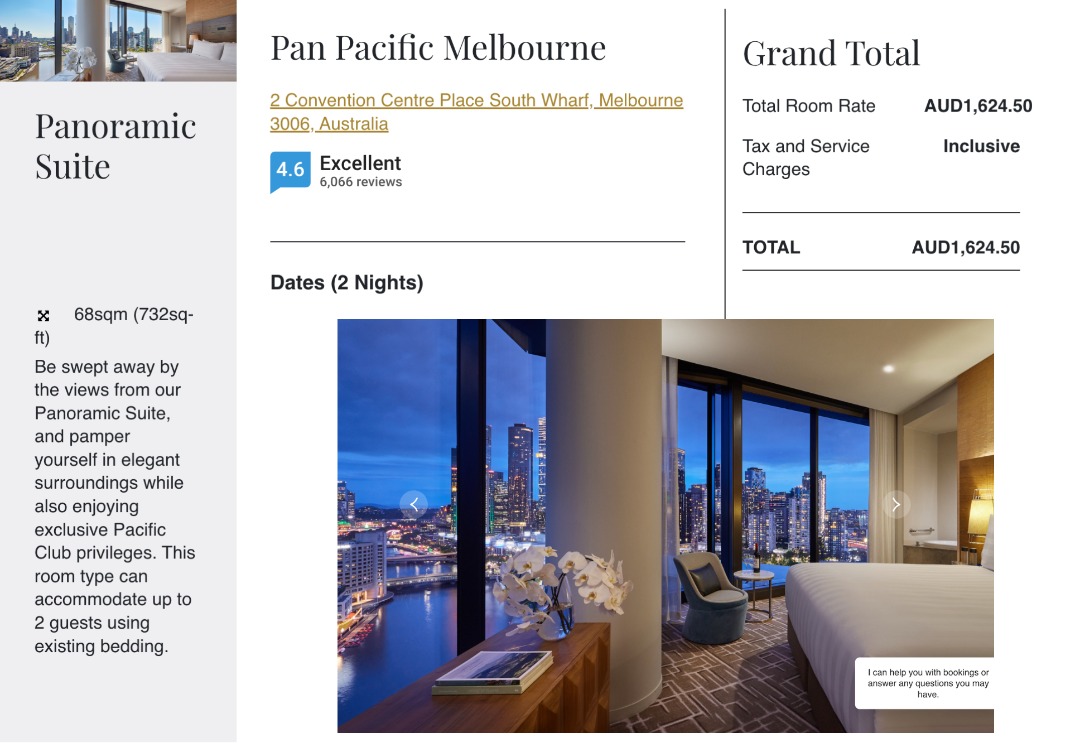 (3D2N) [RRP AUD1,600] Panoramic Suite Room Pan Pacific Hotel Melbourne ...