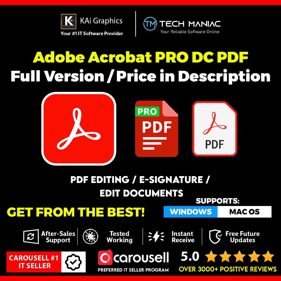 ⭐ Adobe Acrobat Pro DC Latest Lifetime Software For E-Signature ...