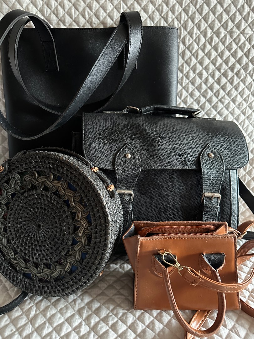 ASSORTED BAGS(4) FOR TAKE ALL - Tote bag, sling bag, messenger bag, rattan bag, Men's Fashion ...