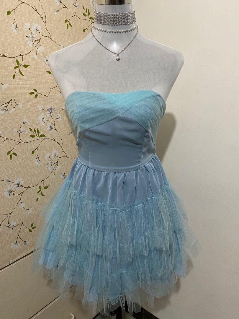 Balletcore ballerina elegant lace tube dress tutu powder blue corset ...