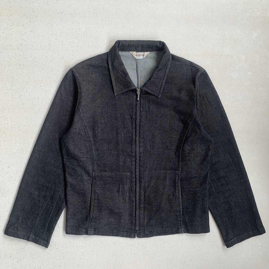 Black Denim Work Jacket Boxy / Jaket / retro / 90s / Vintage, Fesyen ...
