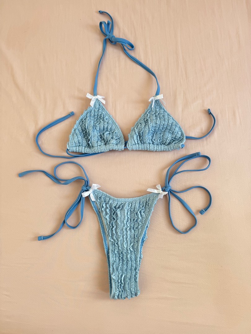 Blue bikini with ribbon, Women's Fashion, Swimwear, Bikinis & Swimsuits ...