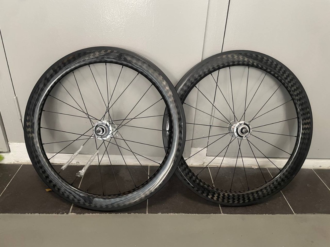 Brand new instock 60mm 12k carbon track fixie fix gear wheelset w dt ...