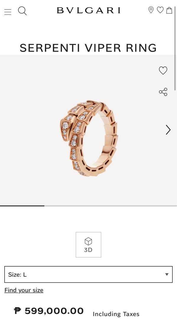 Bulgari Serpenti Viper Ring, Women's Fashion, Jewelry & Organizers ...