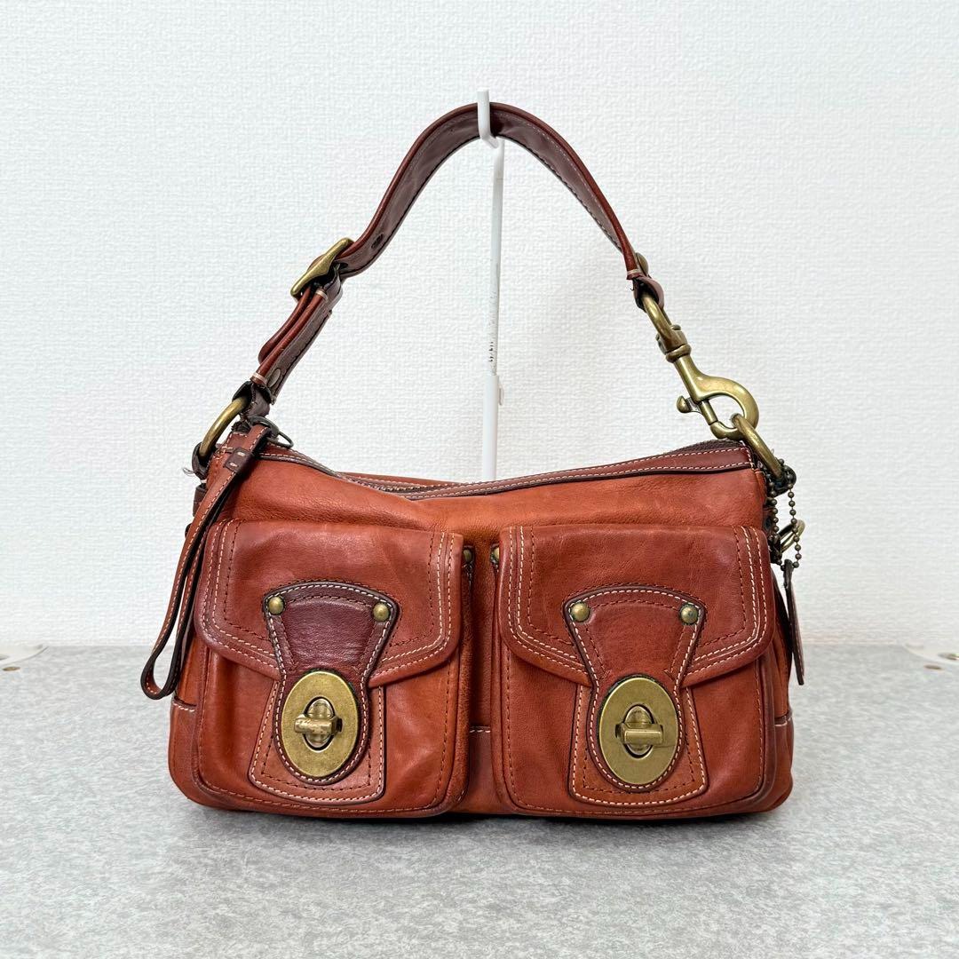 COACH Legacy Turnlock Shoulder Bag Leather Brown 65th F/S Used from ...