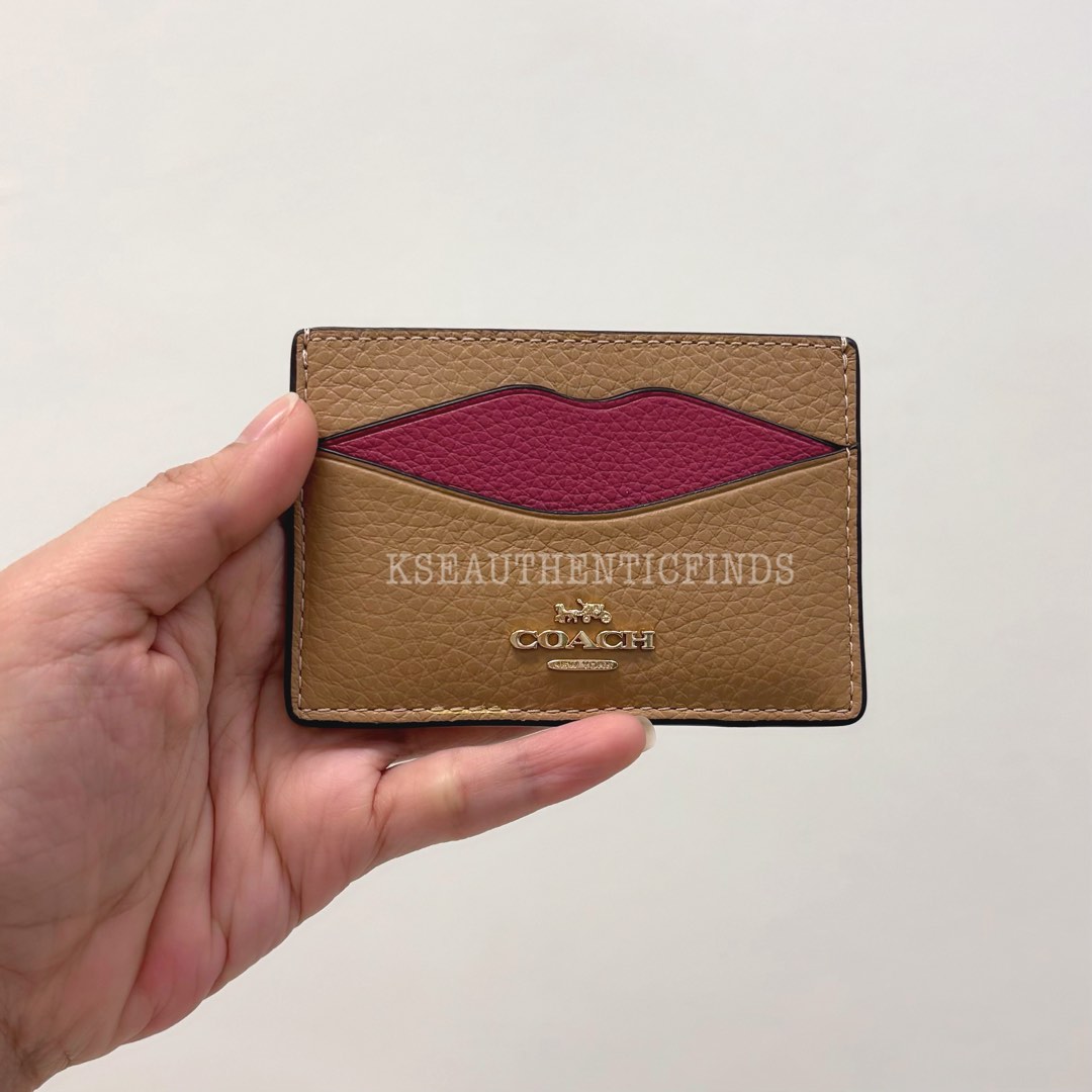 COACH Lip Card Case in Gold/Latte Multi, Luxury, Bags & Wallets on ...