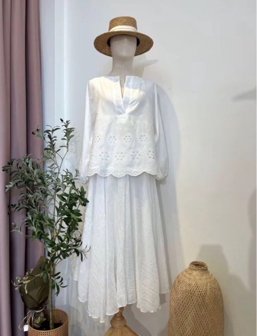 dewi diary white skirt set, Women's Fashion, Dresses & Sets, Sets or ...