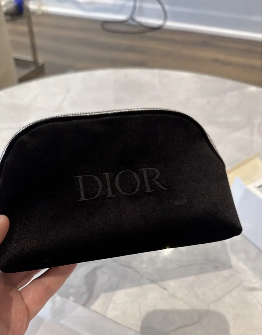 DIOR AUTHENTIC BLACK POUCH POCHETTE. Coin card wallet dompet makeup ...