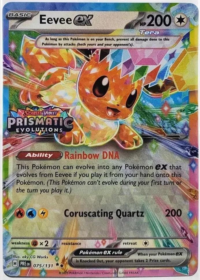 Eevee ex [Prismatic Evolutions Stamped, 075/131], Hobbies & Toys, Toys ...