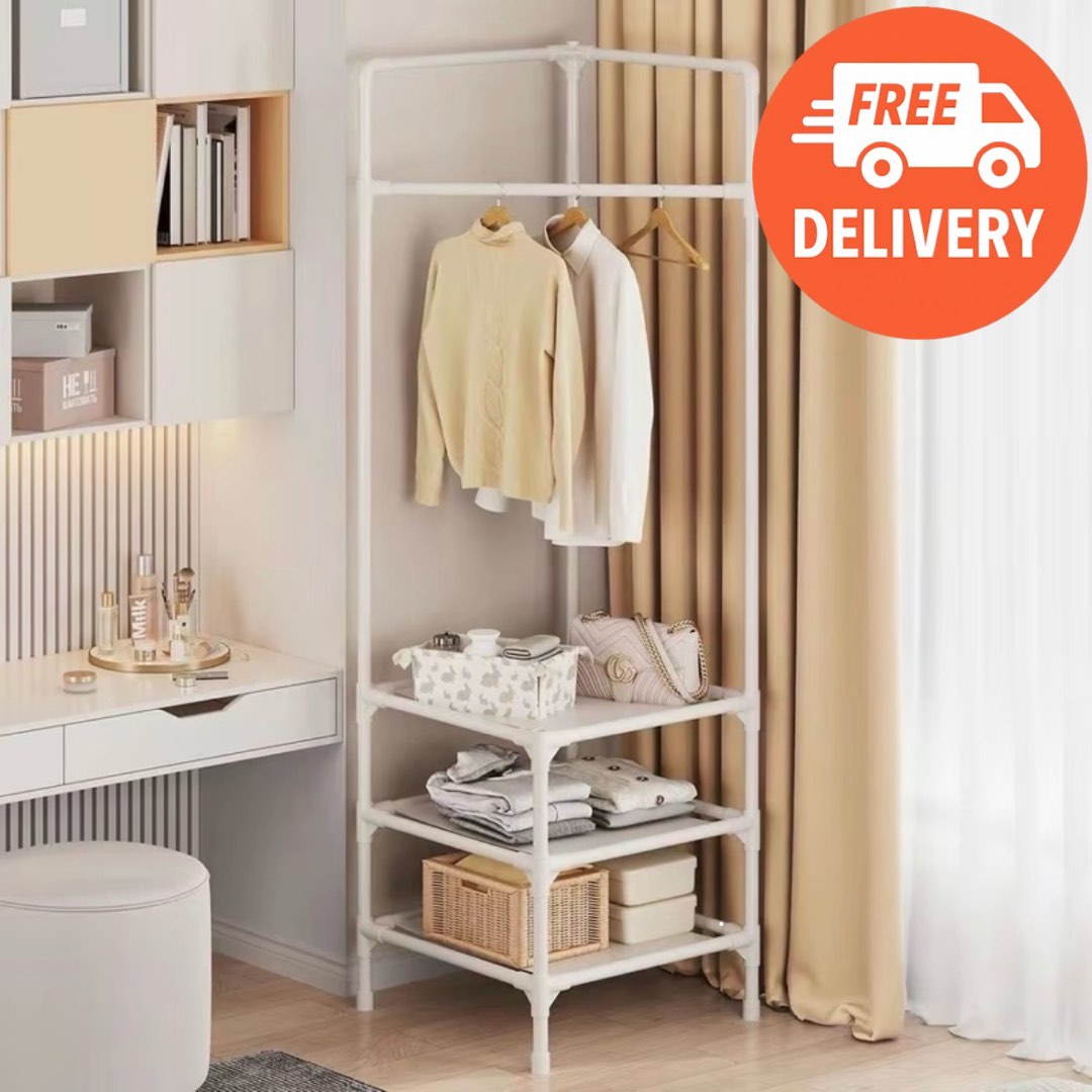 [FREE DELIVERY] Corner Clothes Hanging Rack | Tall Open Garment ...