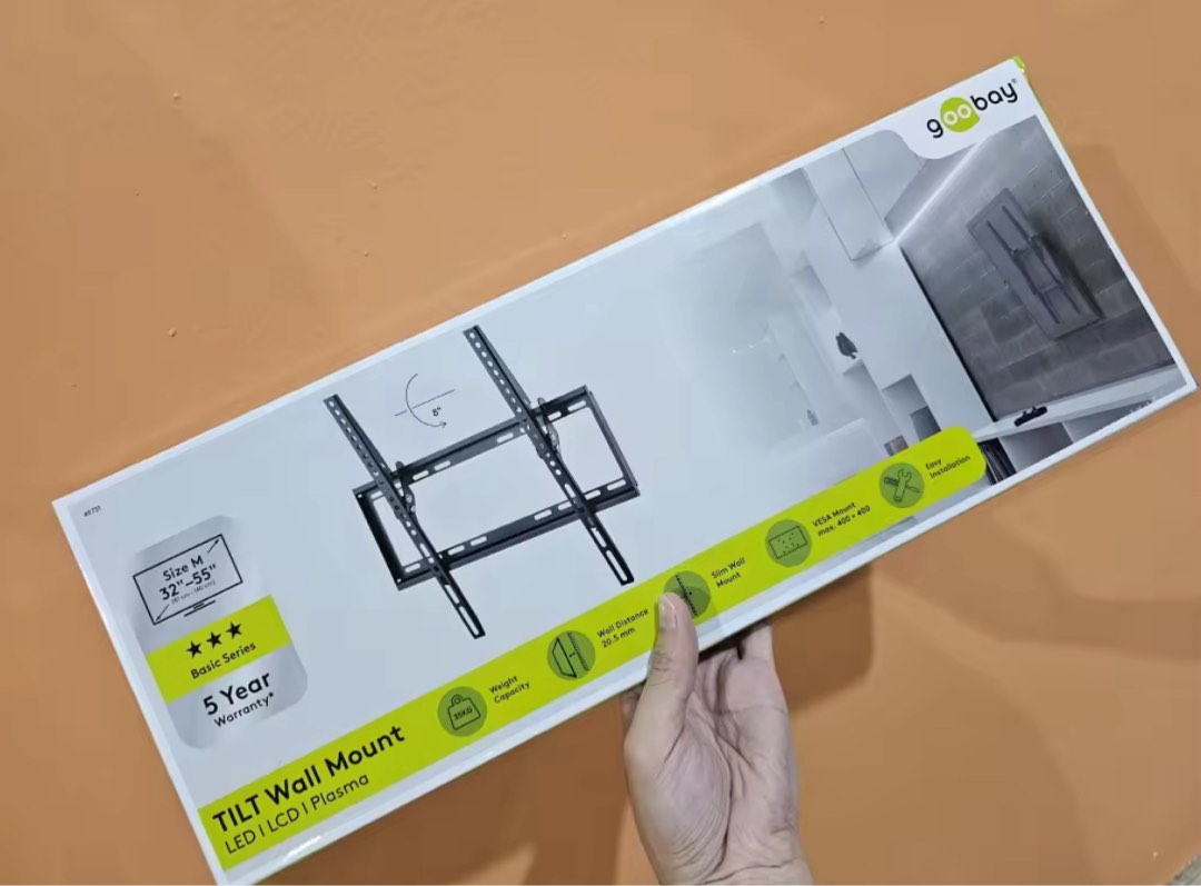 Goobay TV wall mount Basic TILT (50inch - 85 inch) (Black), Furniture & Home Living, Home Decor ...