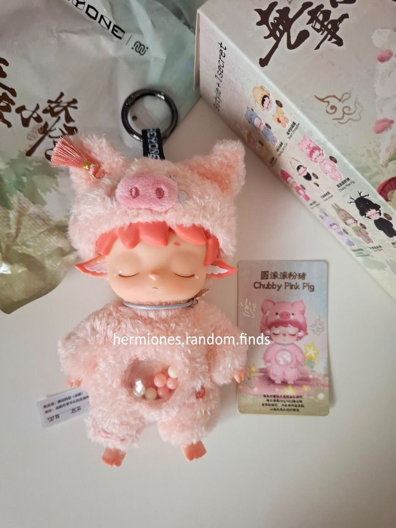 Heyone Mimi Leisurely Elf Vinyl Plush Blind Box Pink Pig Keychain Bag ...