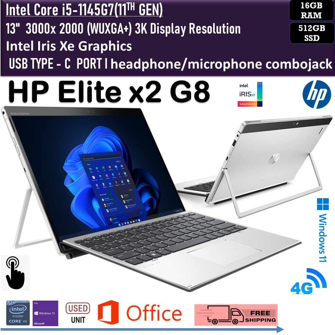 HP Elite x2 G8 tablet detachable keyboard and a 13-inch touchscreen ...