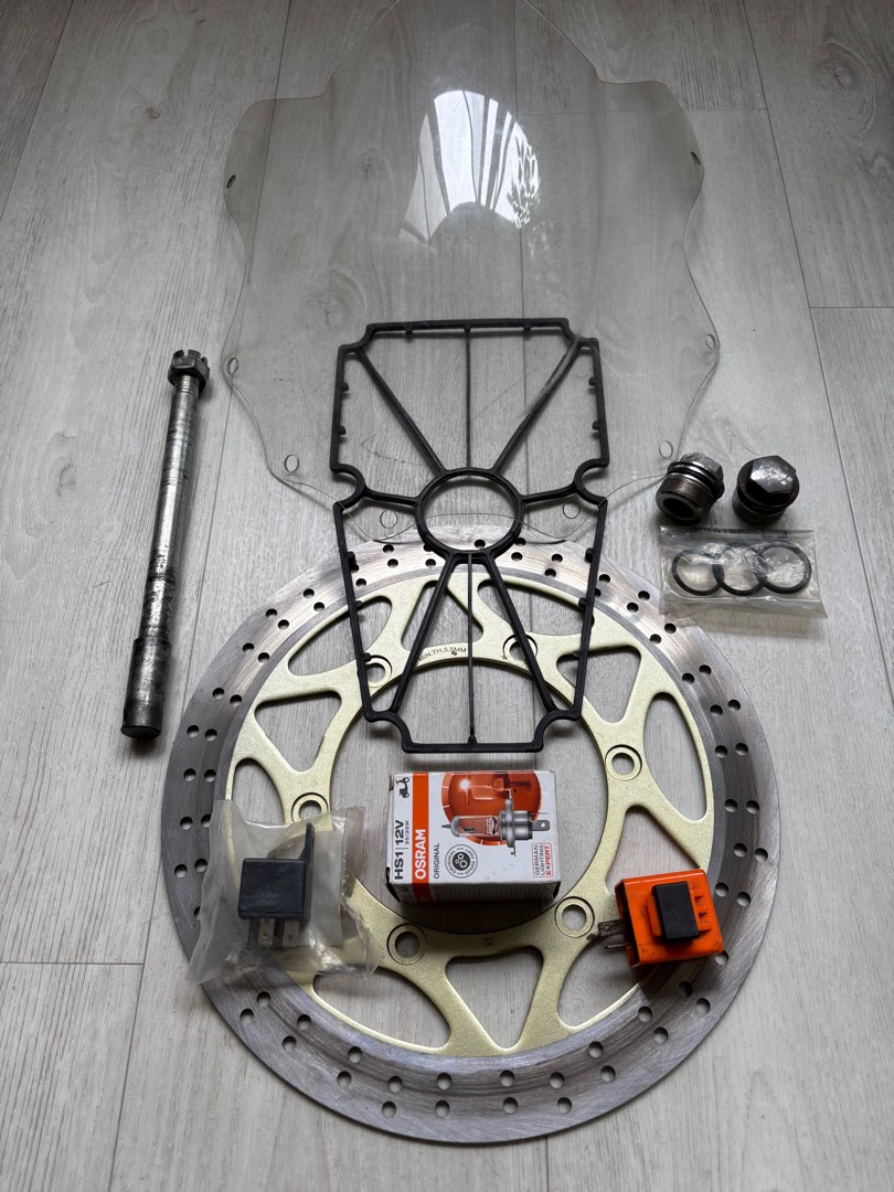 Front Wheel Shaft, Fork Top Bolt, Windshield Bubble, Brake Disc Rotor ...