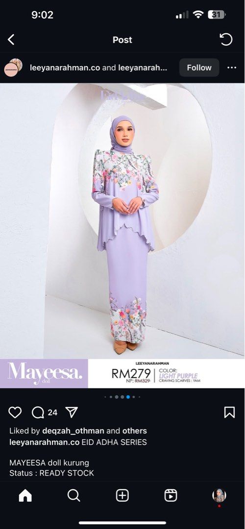 Leeyanarahman Doll Mayeesa, Women's Fashion, Muslimah Fashion, Baju Kurung & sets on Carousell