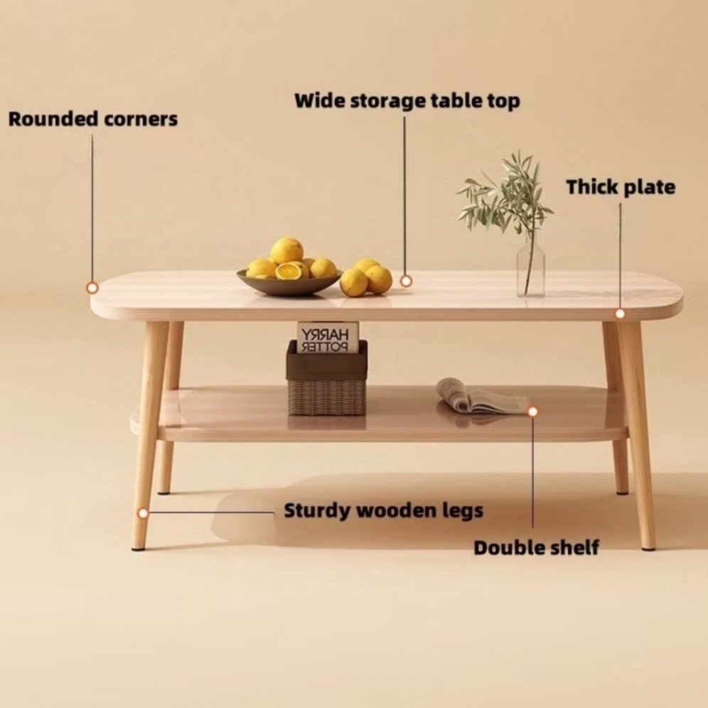 Living Room Coffee Table | Double Shelf Coffee Table | Wide Tabletop ...