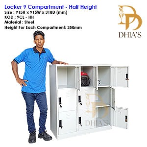 Locker 9 Compartment ( Half Height ), Furniture & Home Living ...