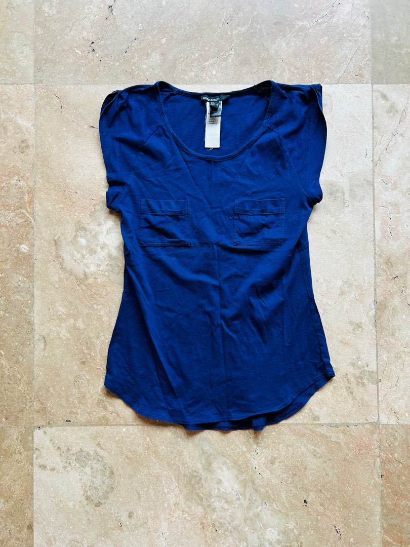 Mango Basics Blue Top, Pocket Detail, Women's Fashion, Tops, Blouses on ...