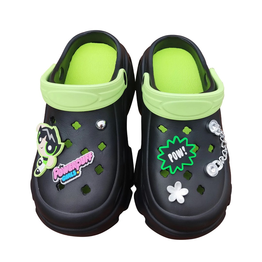 Minisoo Powerpuff Crocs Buttercup, Women's Fashion, Footwear, Flipflops ...