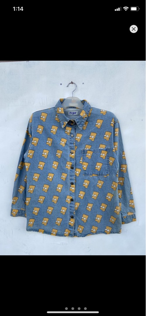 RARE!! THE SIMPSONS DENIM SHIRT, Men's Fashion, Tops & Sets, Sleep and ...