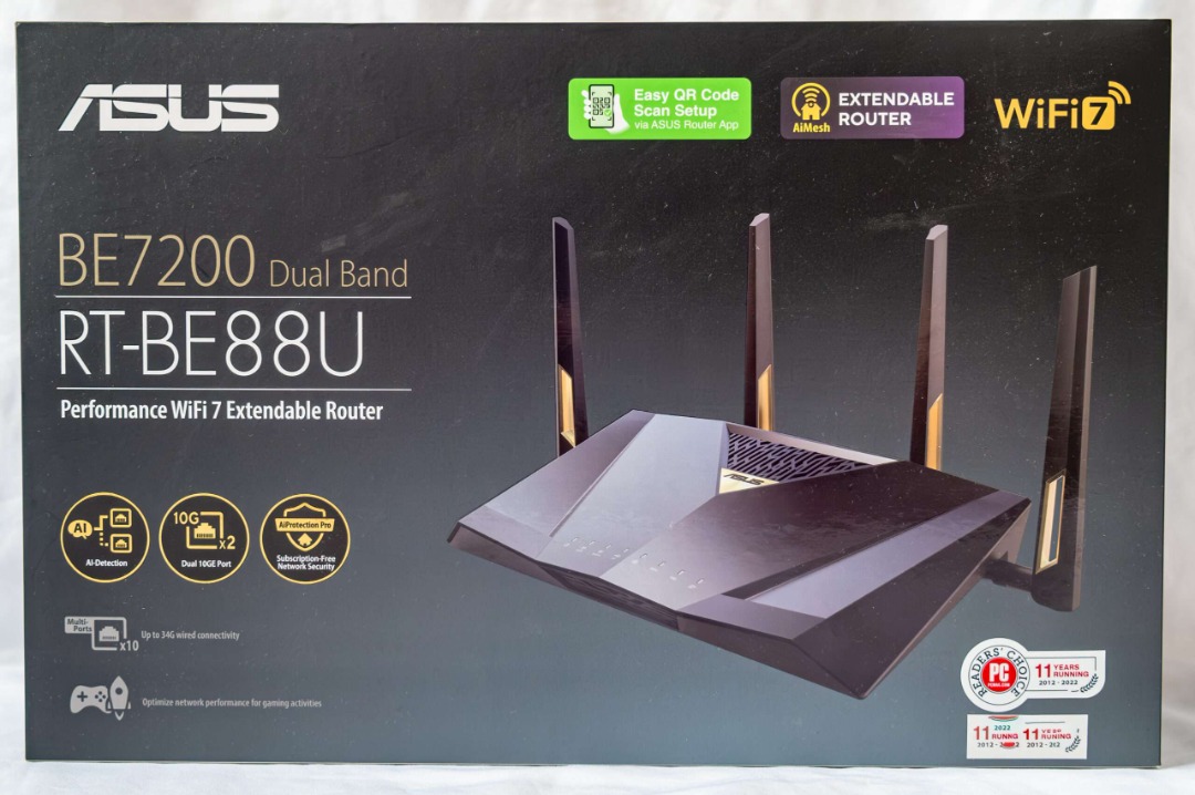 Asus RT-BE88U BE7200 Performance WiFi 7 Extendable Router, Computers ...