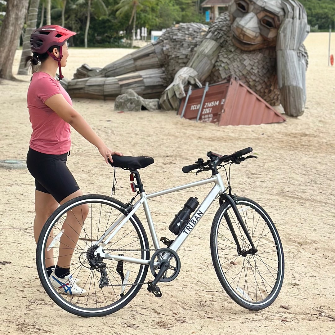 Triban RC100 Flat Bar Road Bike 7 Speed - Silver, Garage Sale on Carousell