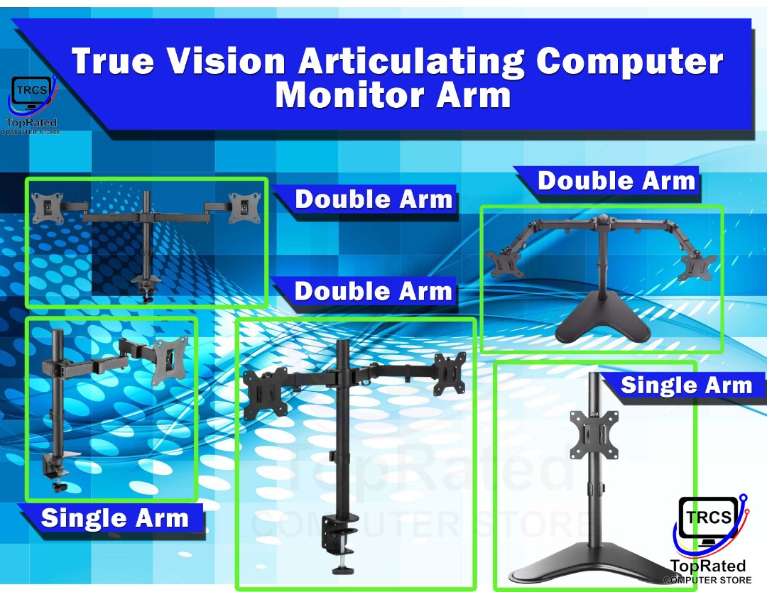 True Vision Dual Articulating Computer Monitor Arm (Used), Computers ...