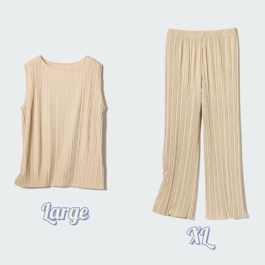 UNIQLO Pleated Set up, Women's Fashion, Tops, Blouses on Carousell