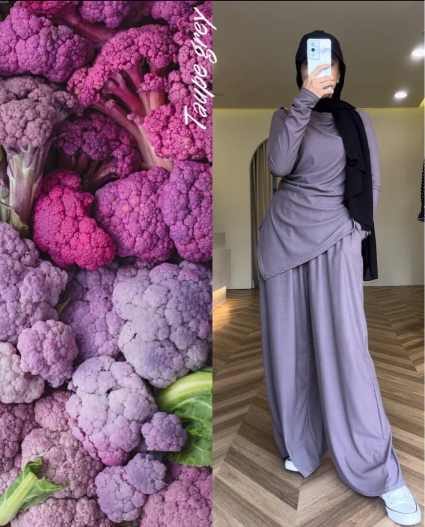 AZUREDZUA ELISE SET TAUPE GREY, Women's Fashion, Muslimah Fashion, Baju ...